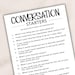 Conversation Starters, Printable Icebreakers, Party Starter, Table Talk ...