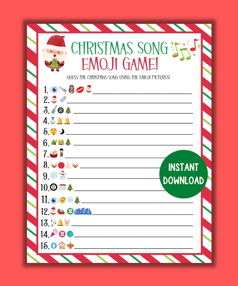 Christmas Songs Emoji Game, Fun Christmas Game, Christmas Songs ...