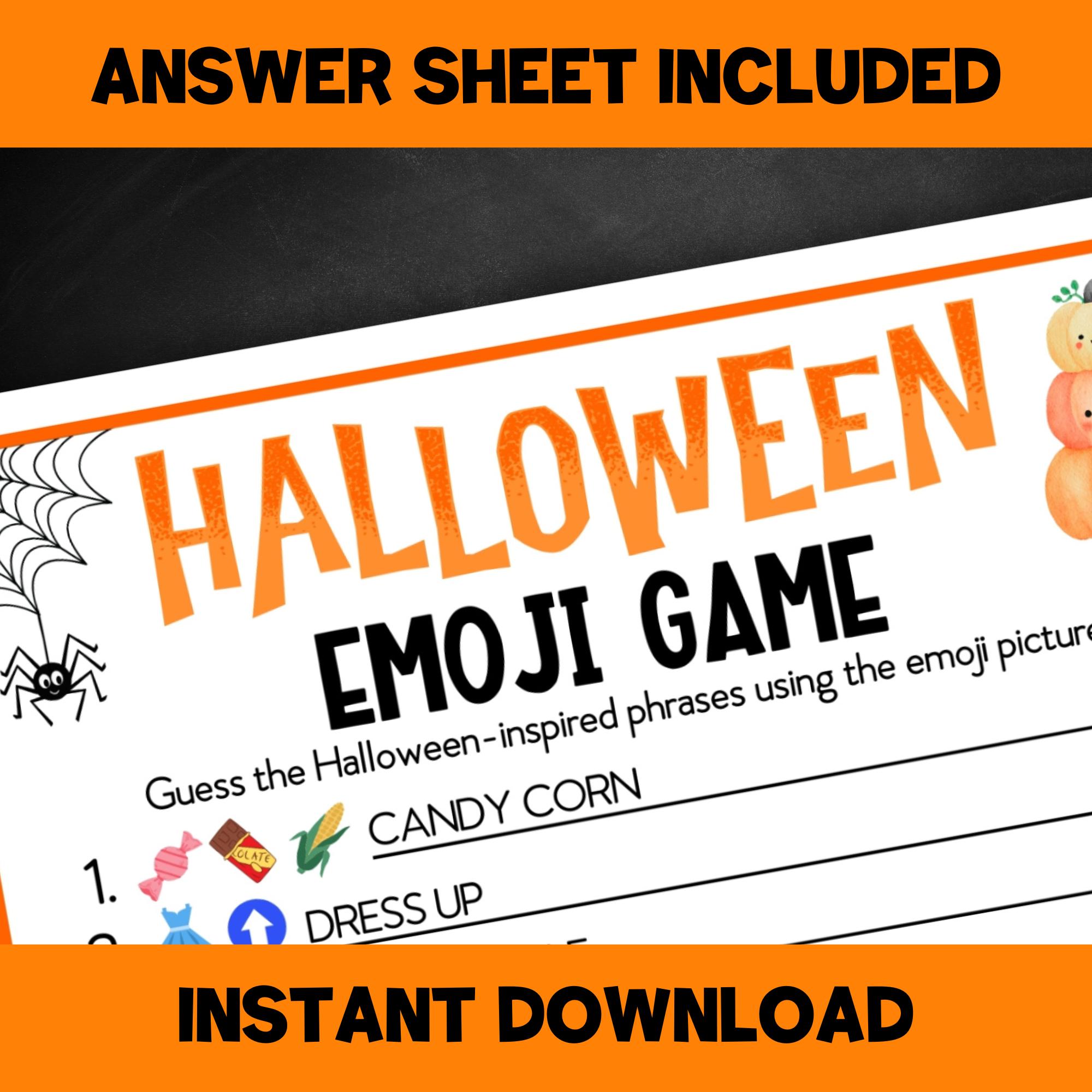 Halloween Emoji Game, Printable Halloween Activity, Fall Party Game ...