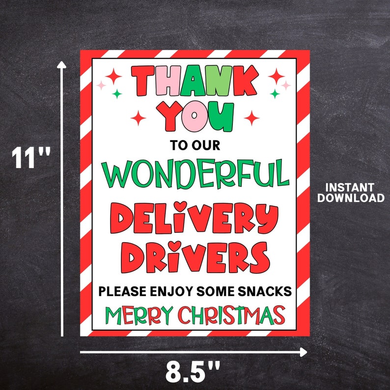 Delivery Driver Snack Sign, PRINTABLE, Delivery Driver Snack Printable ...