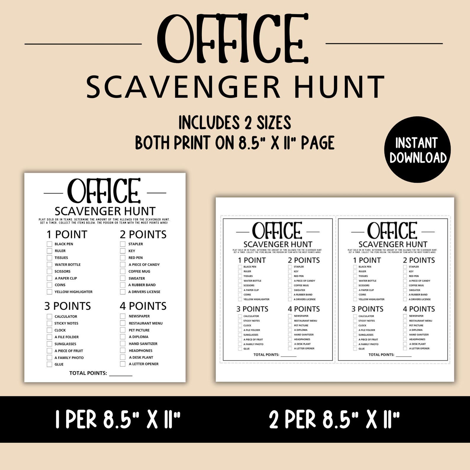 Office Scavenger Hunt, Printable Office Party Game, Team Building Game ...