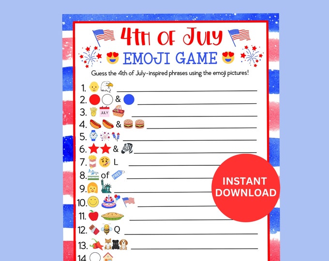 July 4th Game, Emoji Pictionary, Party Game, Emoji Game, for Adults ...