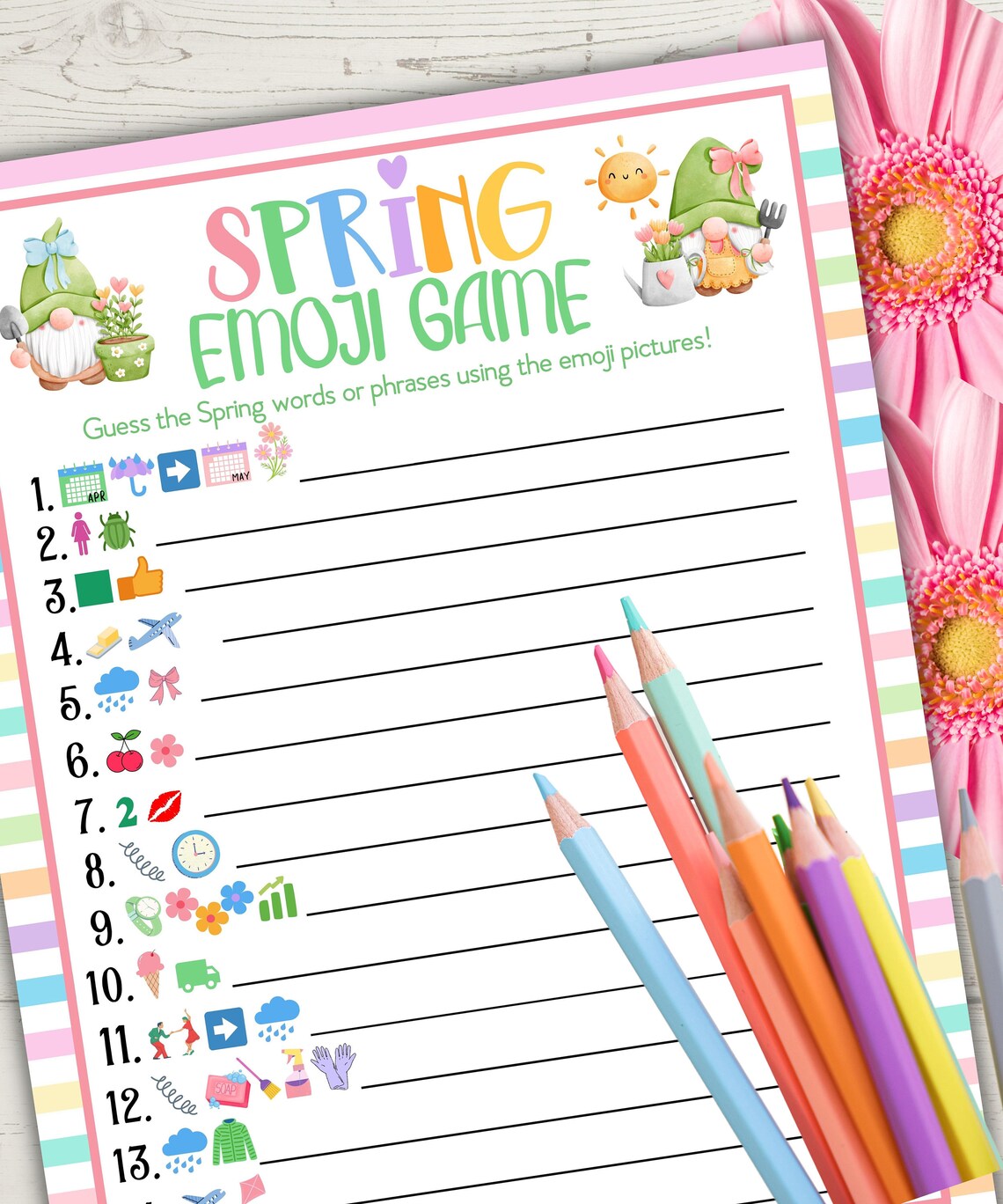 Spring Emoji Game, Spring Printable Game, Emoji Game, Spring Emoji Game ...