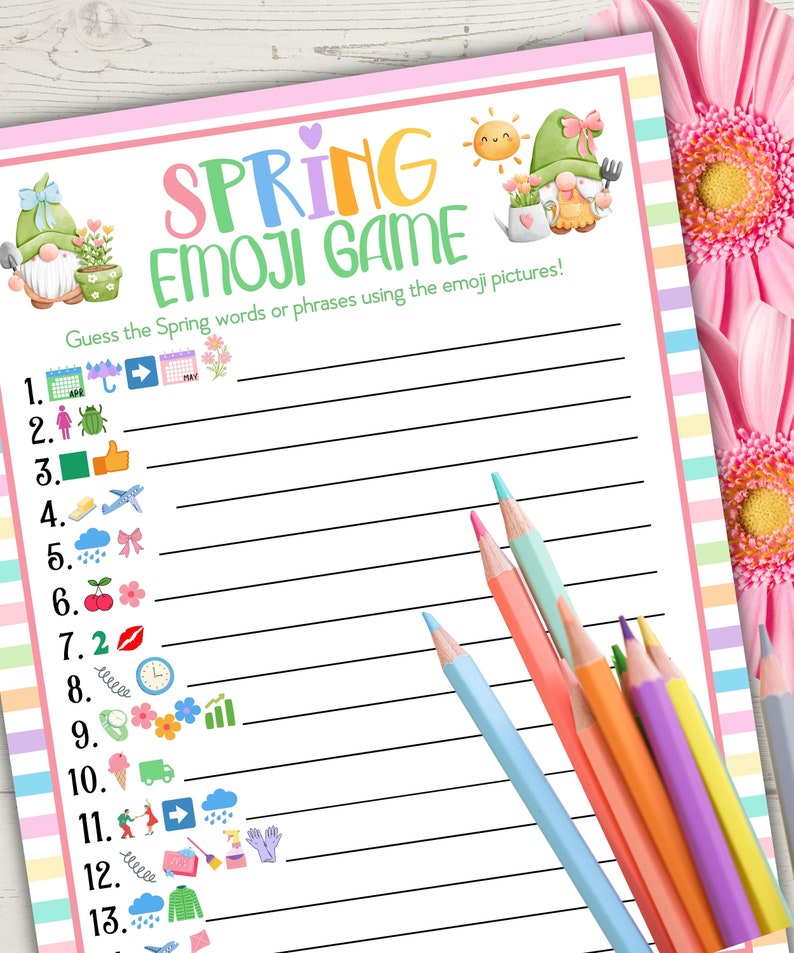Spring Emoji Game, Spring Printable Game, Emoji Game, Spring Emoji Game ...