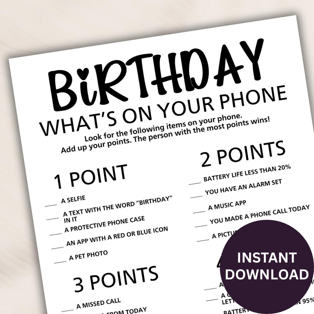 Birthday Party Game, Printable Whats on Your Phone Game, Phone Trivia ...