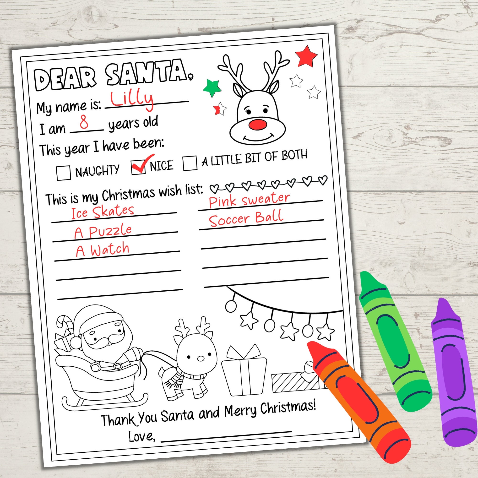 Letter to Santa Coloring Page, Printable Dear Santa Letter, Kids ...