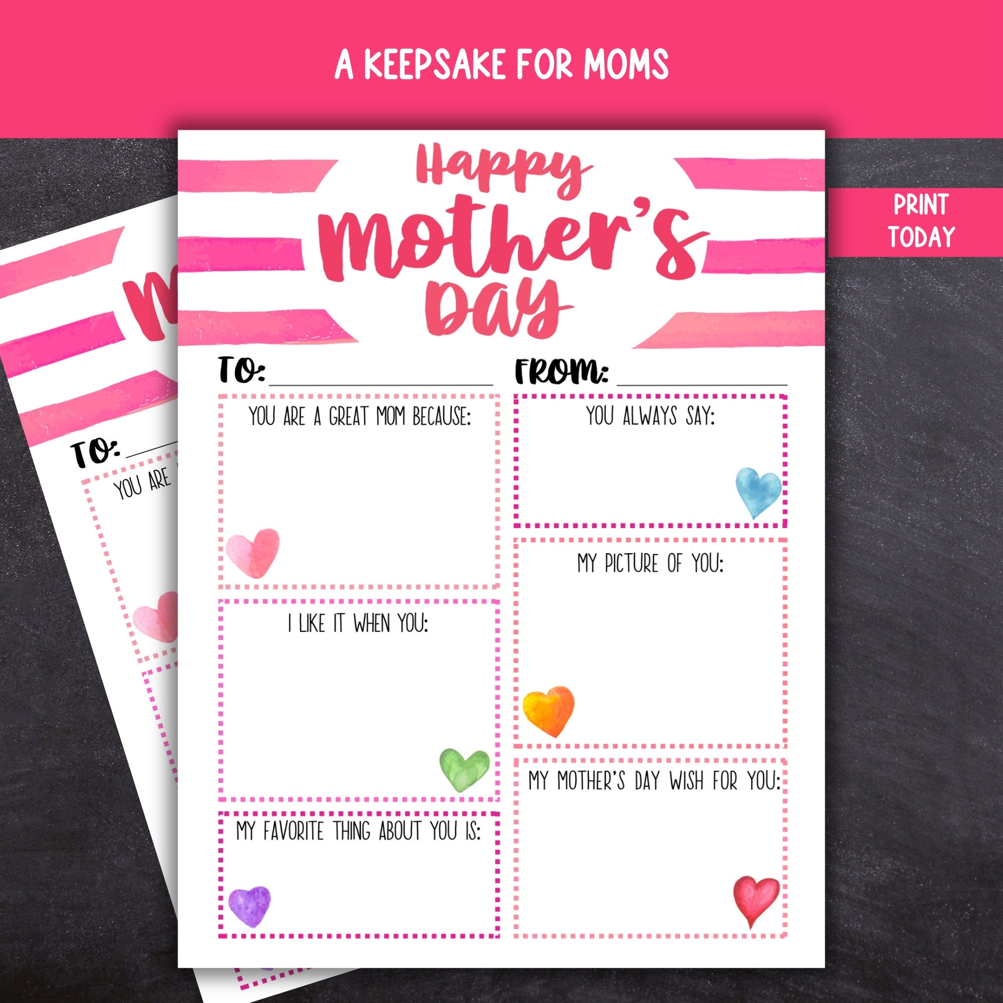 Mother's Day Card for Kids, Printable Kids Mother's Day Card, Mother ...