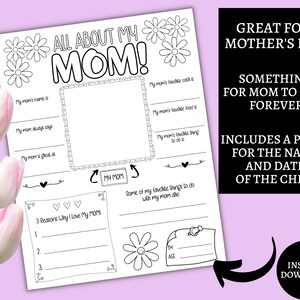 All About Mom, Mother's Day Gift, Kid's Gift for Mom, Mother's Day ...