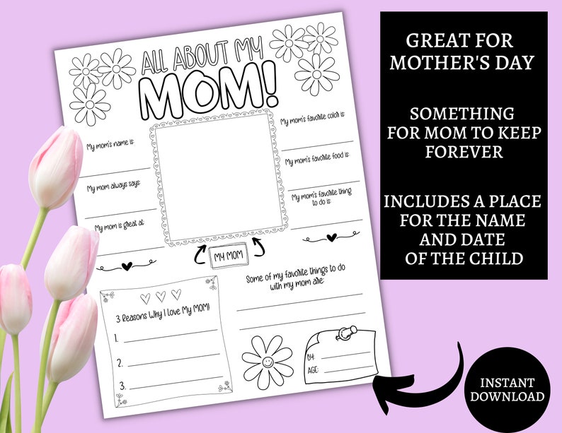 All About Mom, Mother's Day Gift, Kid's Gift for Mom, Mother's Day ...