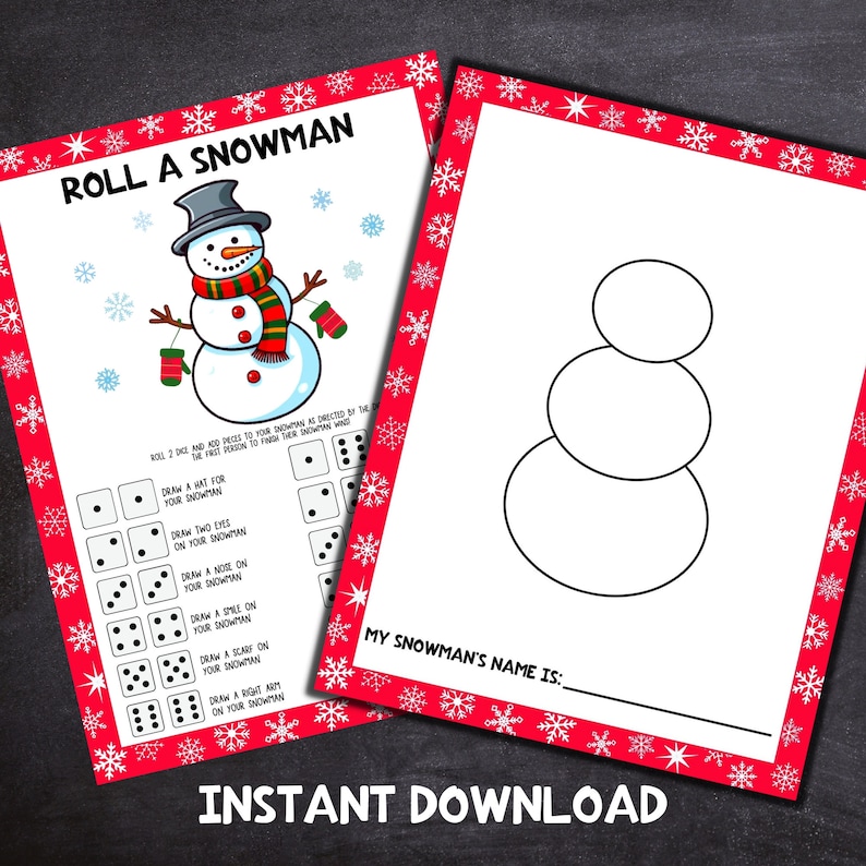Roll a Snowman Game, Printable Christmas Group Game, Holiday Classroom ...