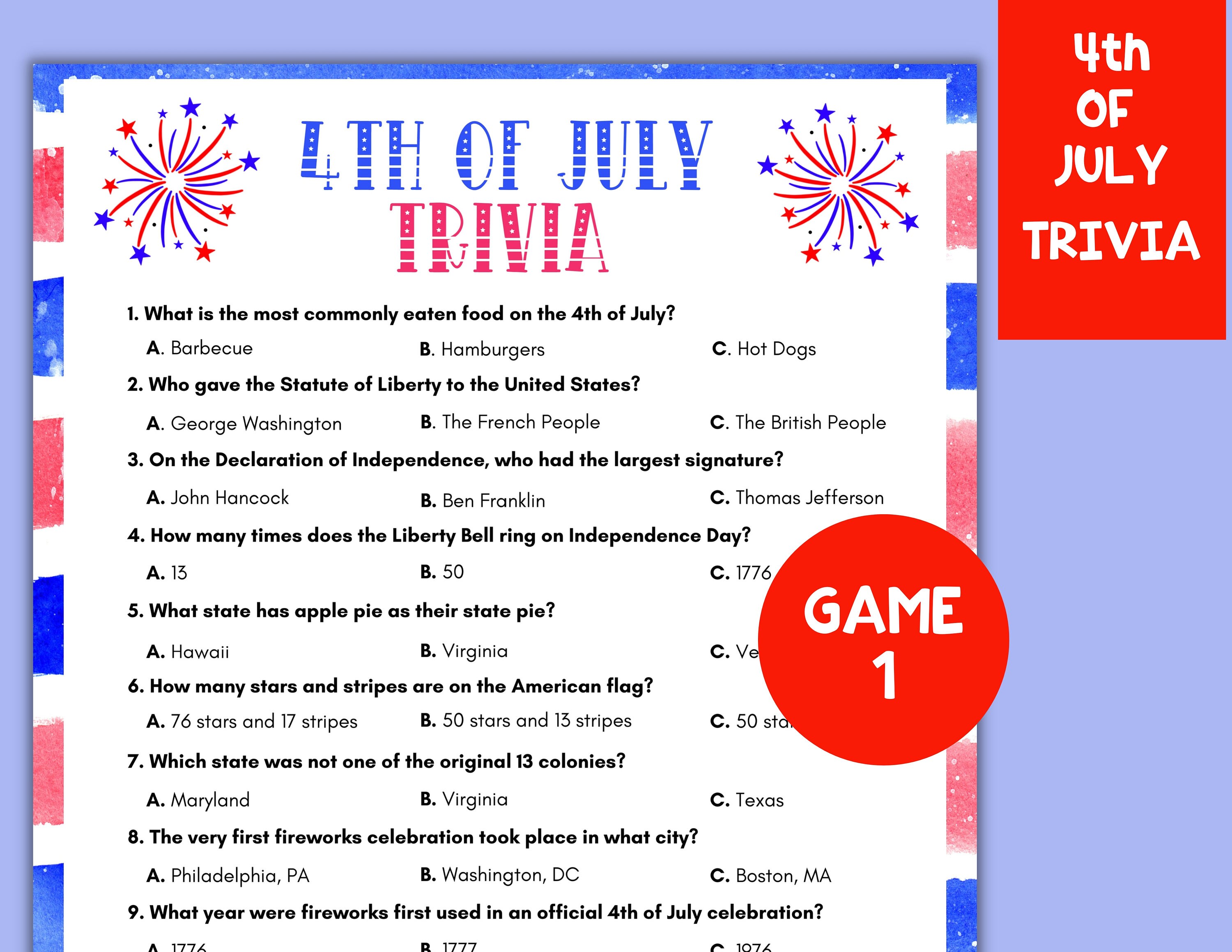 Printable 4th of July Game Bundle, Fourth of July Games for Kids ...