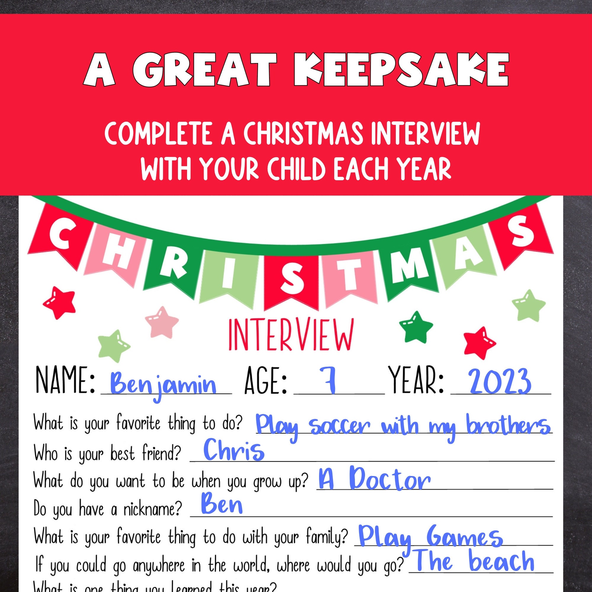Kids Christmas Interview, Printable Christmas Questionnaire, Annual ...