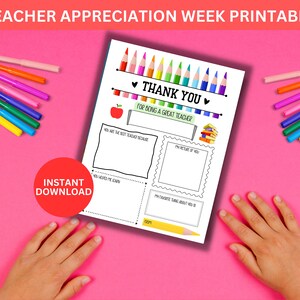 Teacher Appreciation Week Printable, Teacher Thank You, Teacher ...