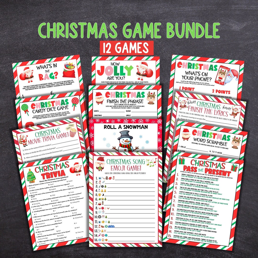 Christmas Game Bundle, Printable Christmas Party Games, Holiday Group ...