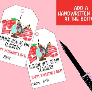 Valentines Teacher Gift Tags, Printable Teacher Gift Tags for ...