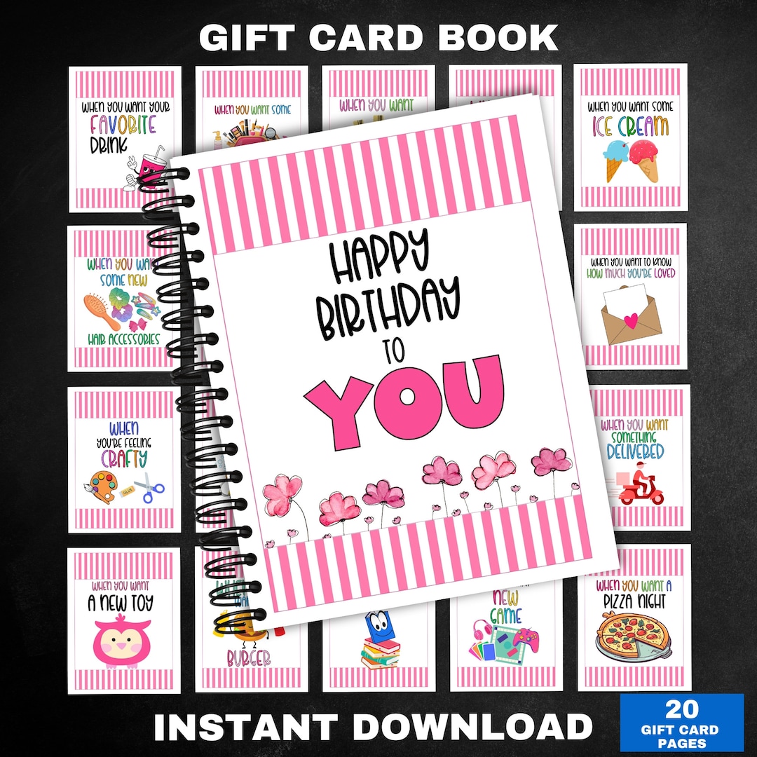 Printable Birthday Gift Card Book for Girls, Teen Girl Birthday, Tween ...