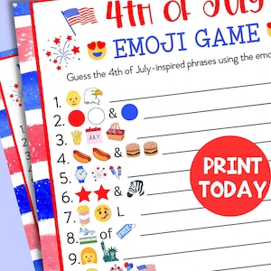 4th of July Emoji Game, Printable July 4th Game, Independence Day Game ...
