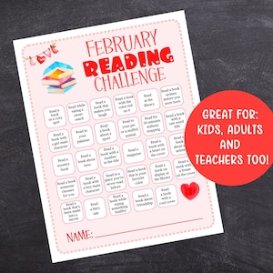 Printable Reading Tracker, February Reading Challenge, Book Planner for ...