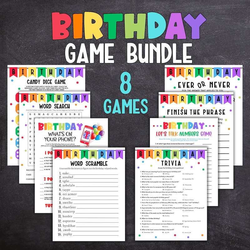 Birthday Party Games - Etsy