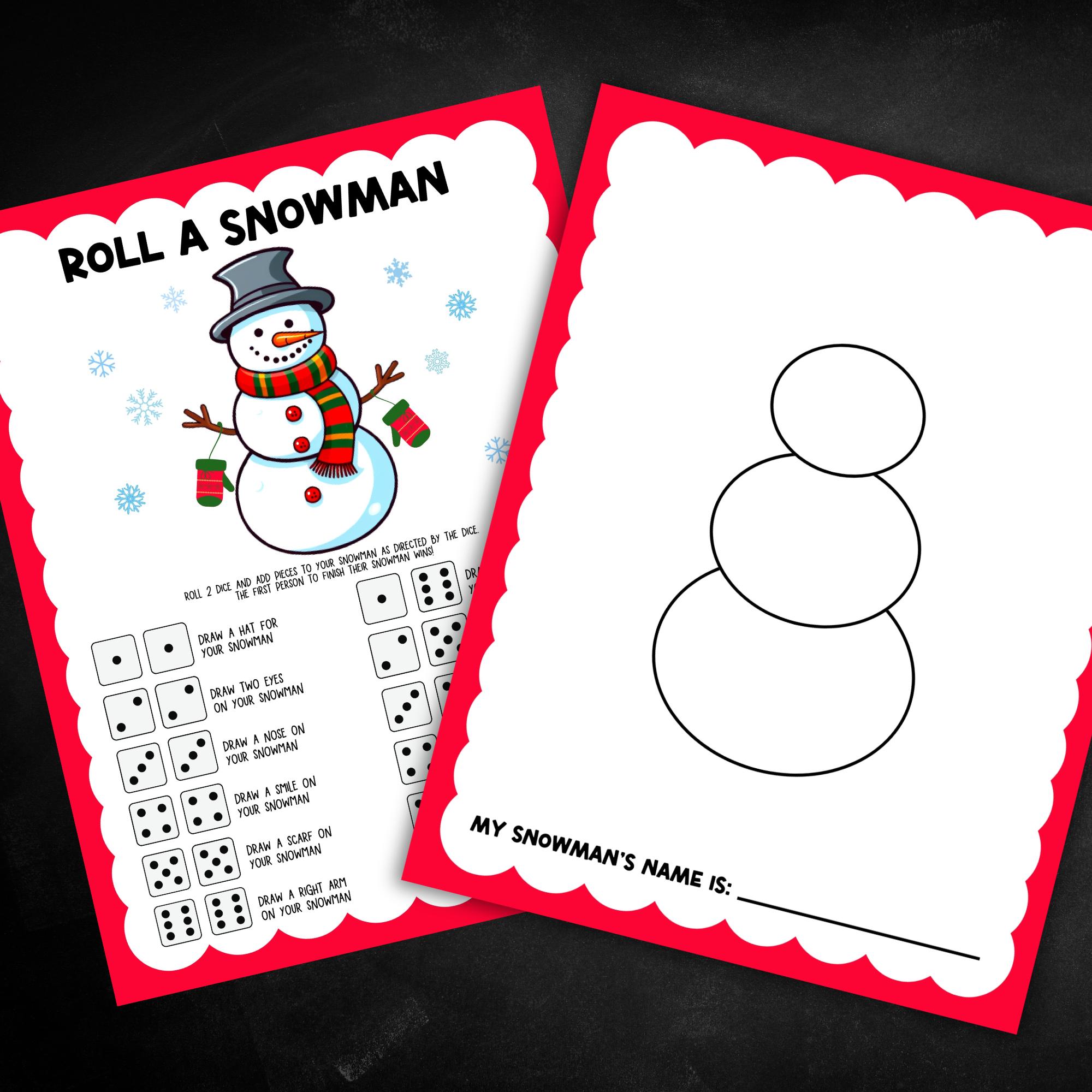Roll a Snowman Game, Printable Christmas Group Game, Holiday Classroom ...