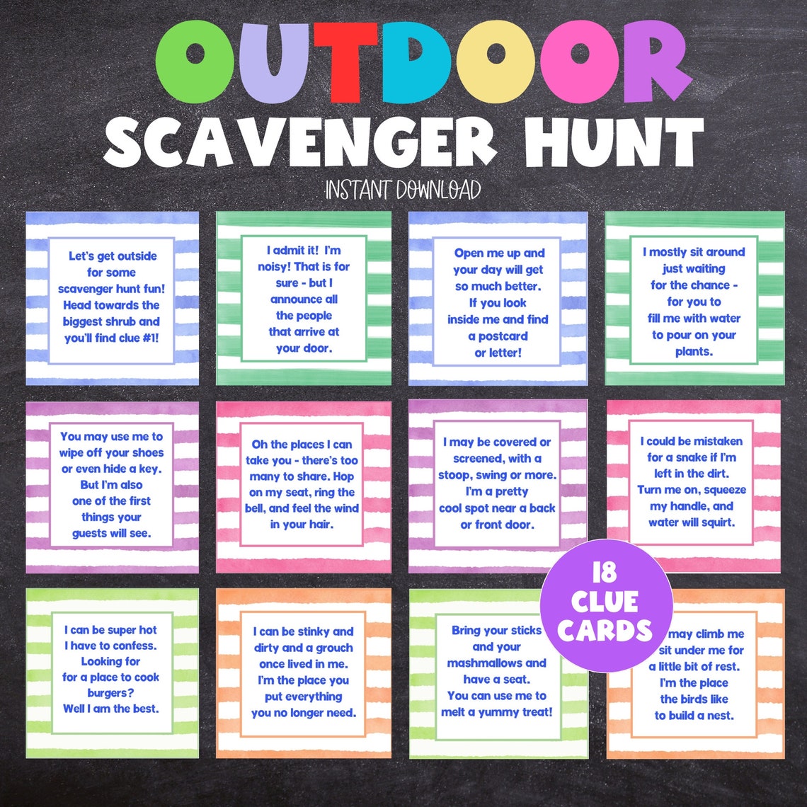 Outdoor Scavenger Hunt for Kids, Printable Birthday Scavenger Hunt for ...