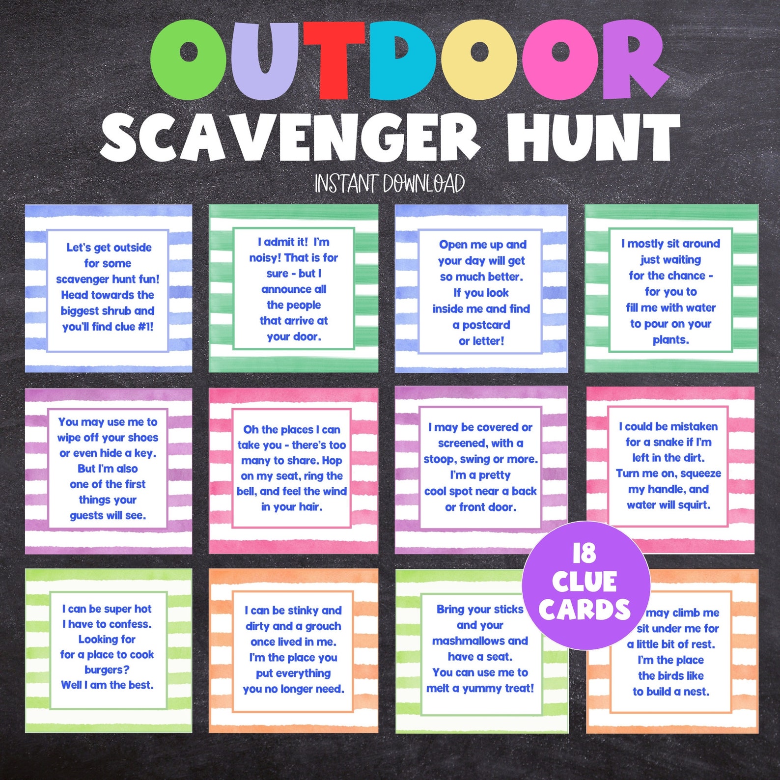 Outdoor Scavenger Hunt for Kids, Printable Birthday Scavenger Hunt for ...