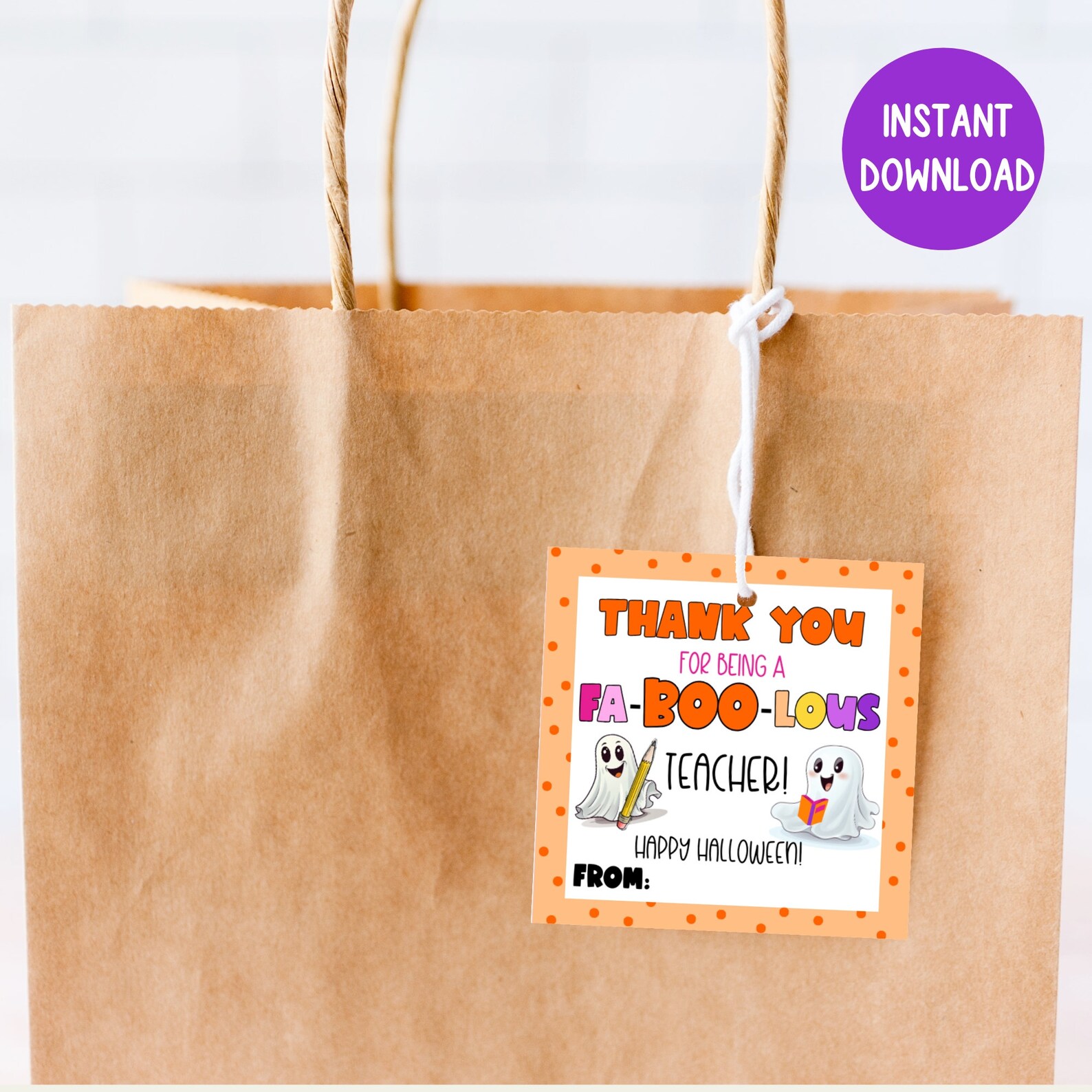Halloween Gift Tags for Teachers, Printable Halloween Tags, Teacher ...