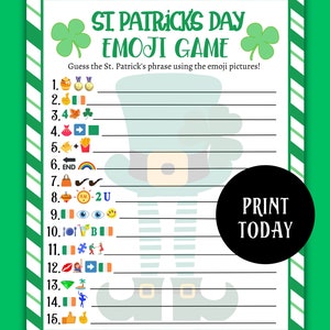 St Patricks Day Emoji Game, St Patricks Day Printable Game, Emoji Game ...