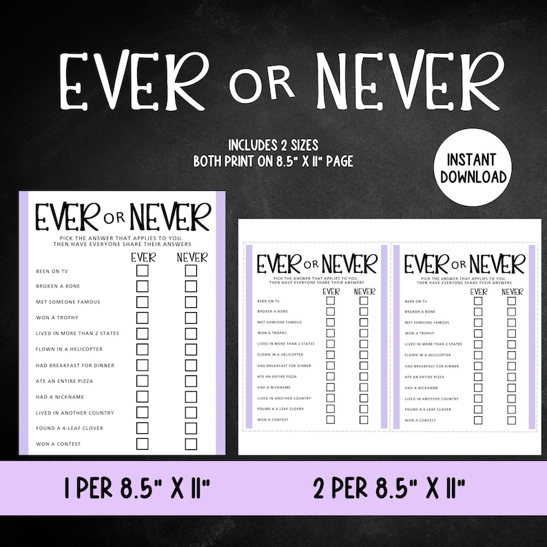 Icebreaker Game, Printable Ever or Never Game, Pastel Trivia Icebreaker ...