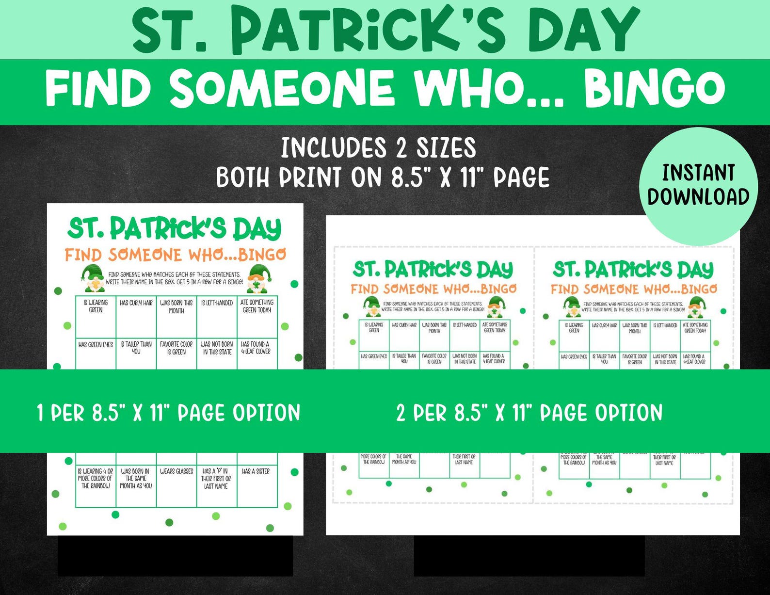 St. Patrick's Day Find Someone Bingo Game, Printable Human Bingo, St ...