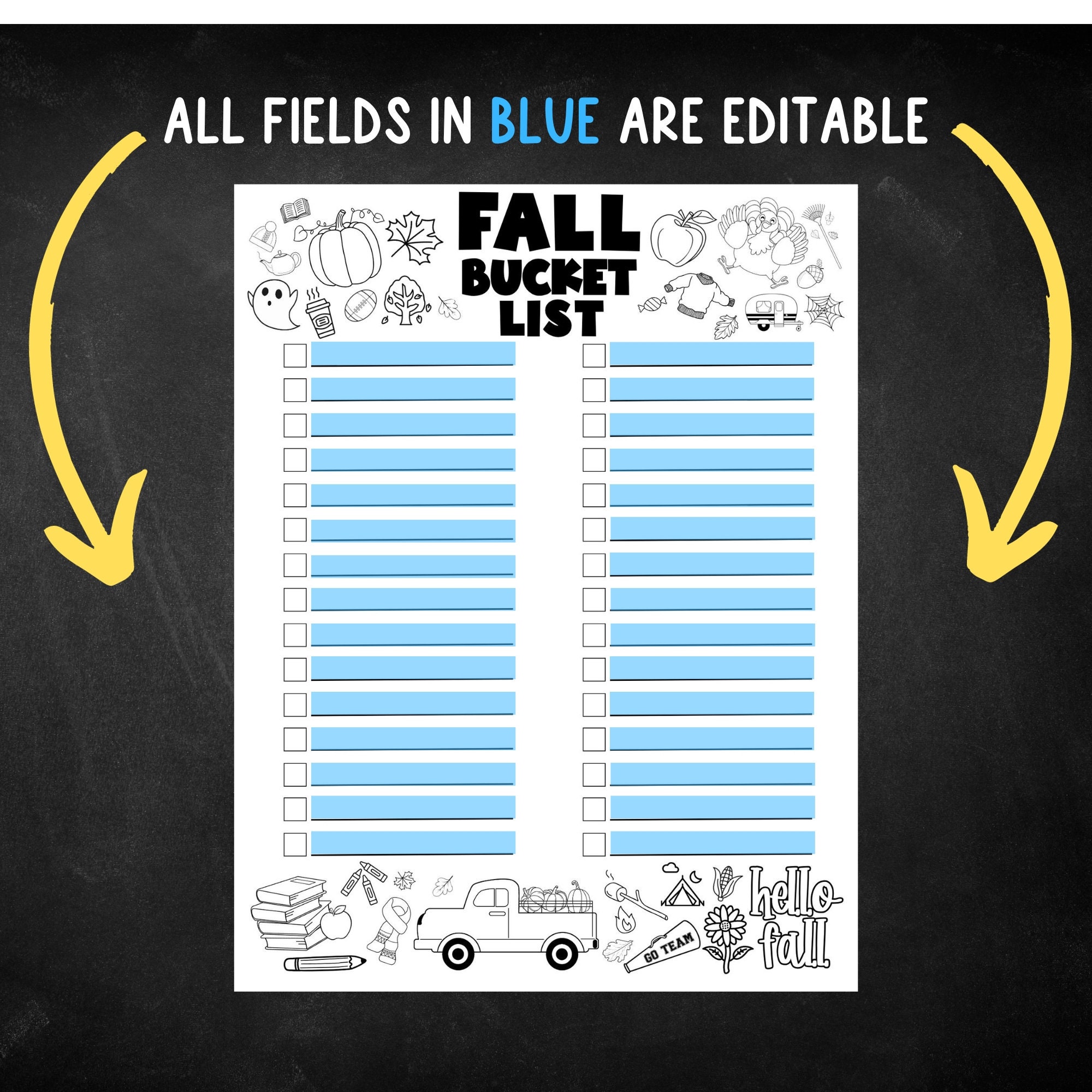 Printable Fall Bucket List Fall Coloring Activities - Etsy