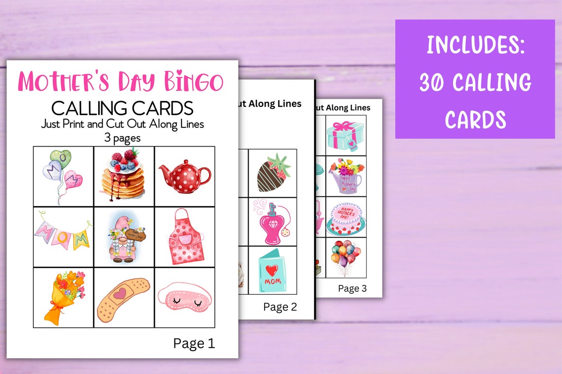 Mother's Day Bingo Game, Printable Mother's Day Game, Mother's Day Gift ...