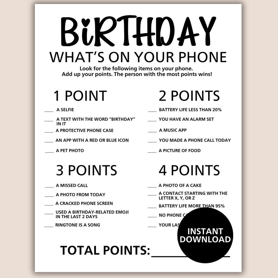 Birthday Party Game, Printable Whats on Your Phone Game, Phone Trivia ...