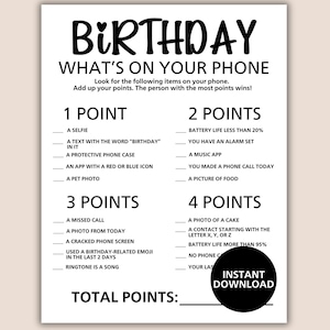 Birthday Party Game, Printable Whats on Your Phone Game, Phone Trivia ...