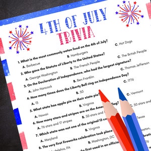 4th of July Trivia, 4th of July Game, Printable Independence Day Game ...