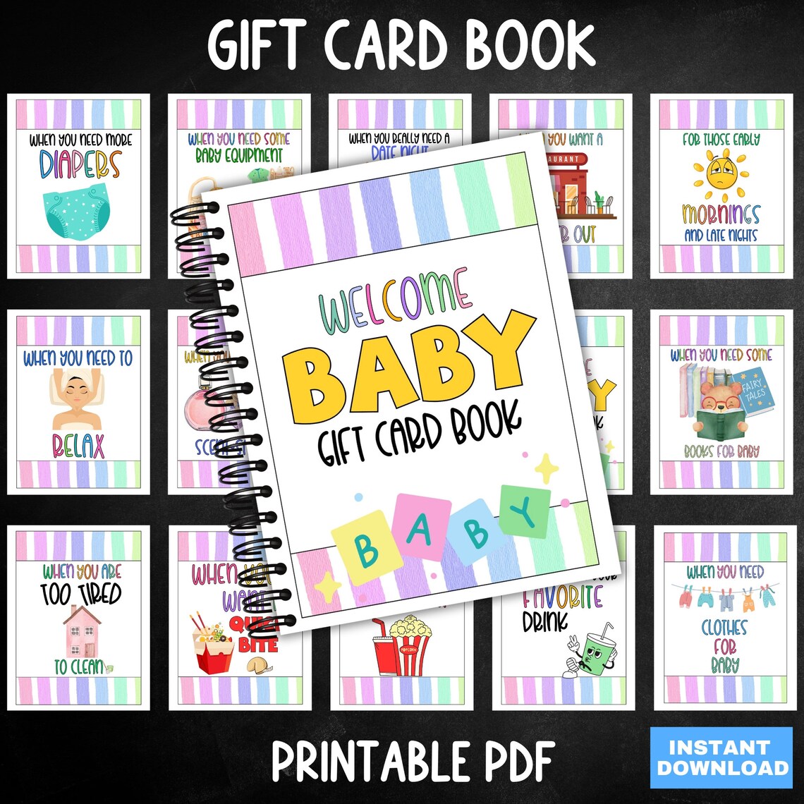 New Mom Gift Card Book, Printable Baby Shower Gift, New Baby Gift Card ...