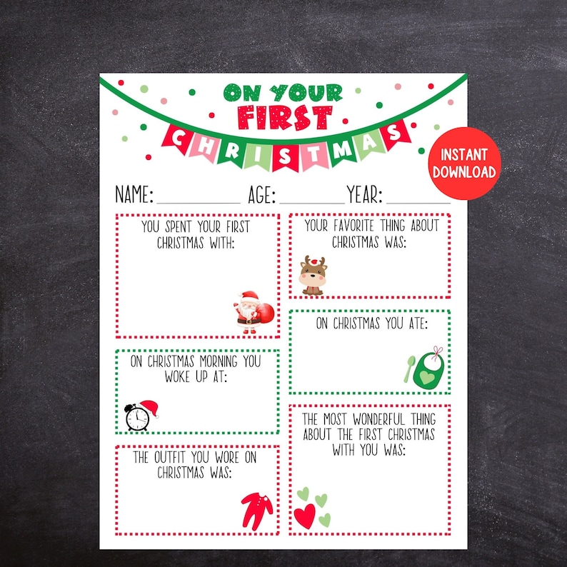 Baby's First Christmas Form, Printable Christmas Keepsake for Baby ...