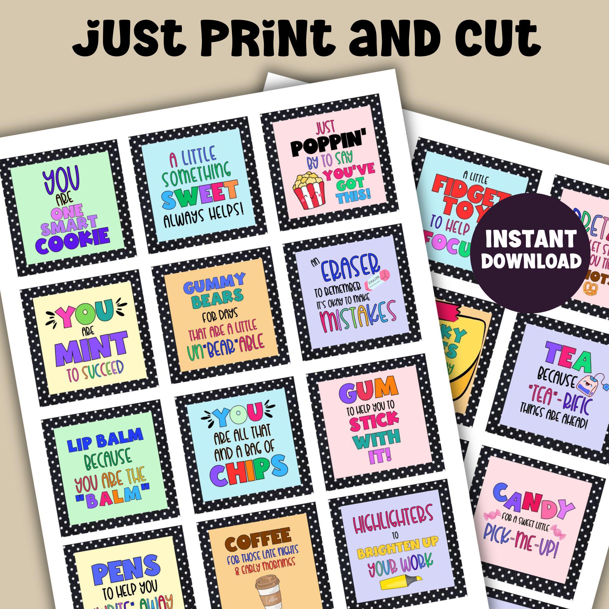 Final Exam Survival Kit Gift Tags, Printable College Care Gift Tags ...