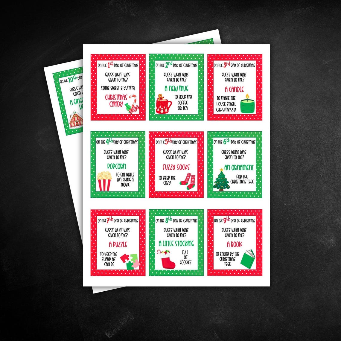 12 Days of Christmas Tags, Printable 12 Days of Christmas Gift Tags ...