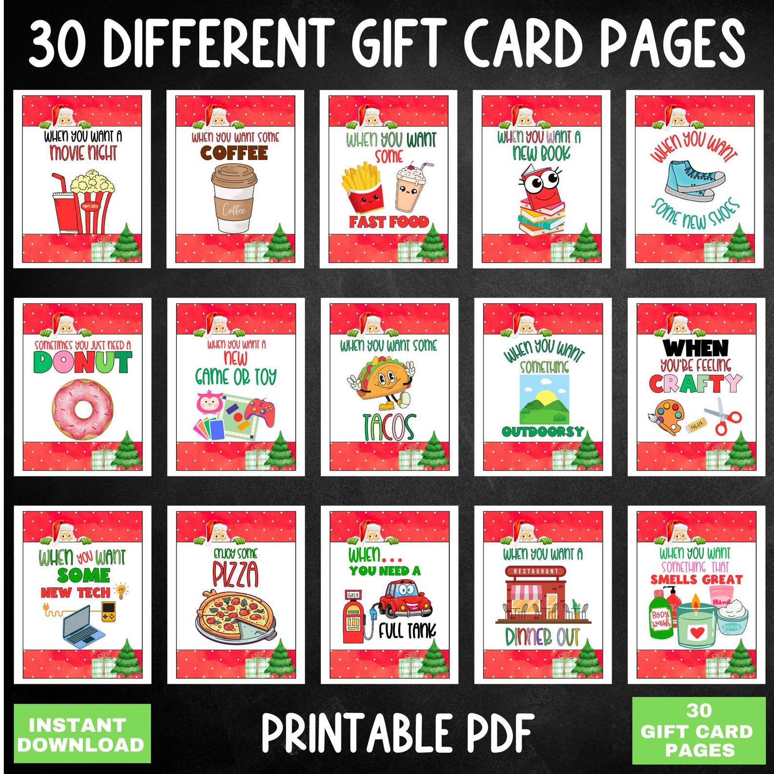 Christmas Gift Card Book, Printable Christmas Gift for Teen, College ...