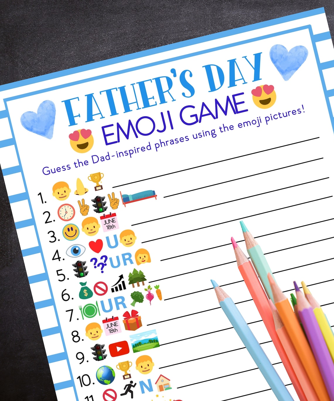 Fathers Day Game, Fathers Day Printable Game, Emoji Game for Fathers ...