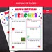 Teacher Birthday Card, Printable Kids Birthday Card for Teachers ...