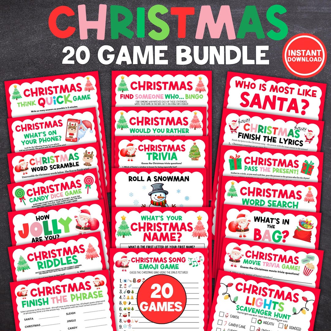 Christmas Game Bundle, Printable Christmas Party Games, Holiday Group ...
