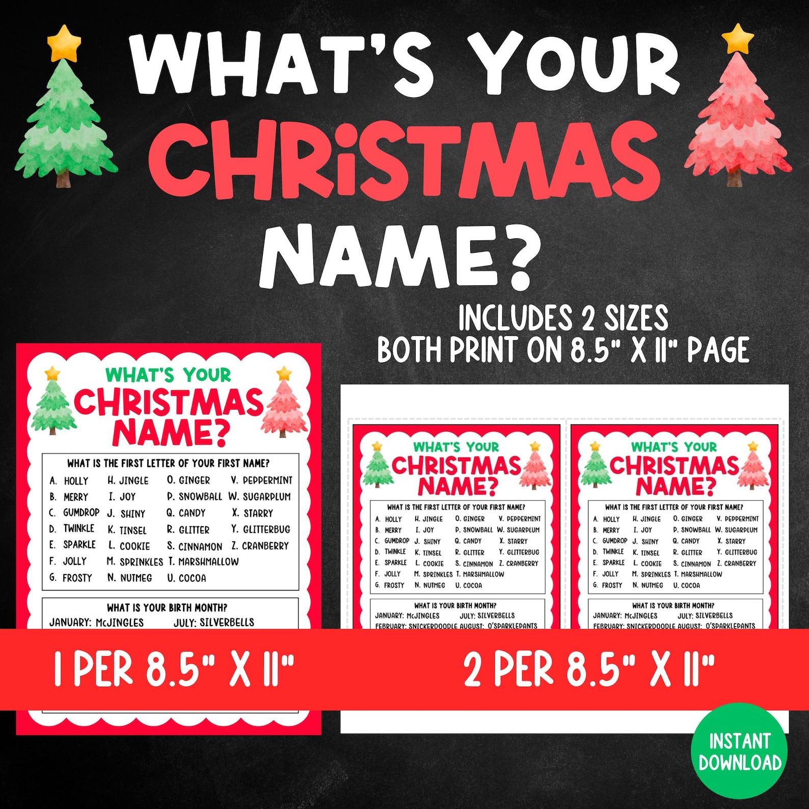 Christmas Name Game WITH Name Tags & Sign, Printable Christmas Party ...