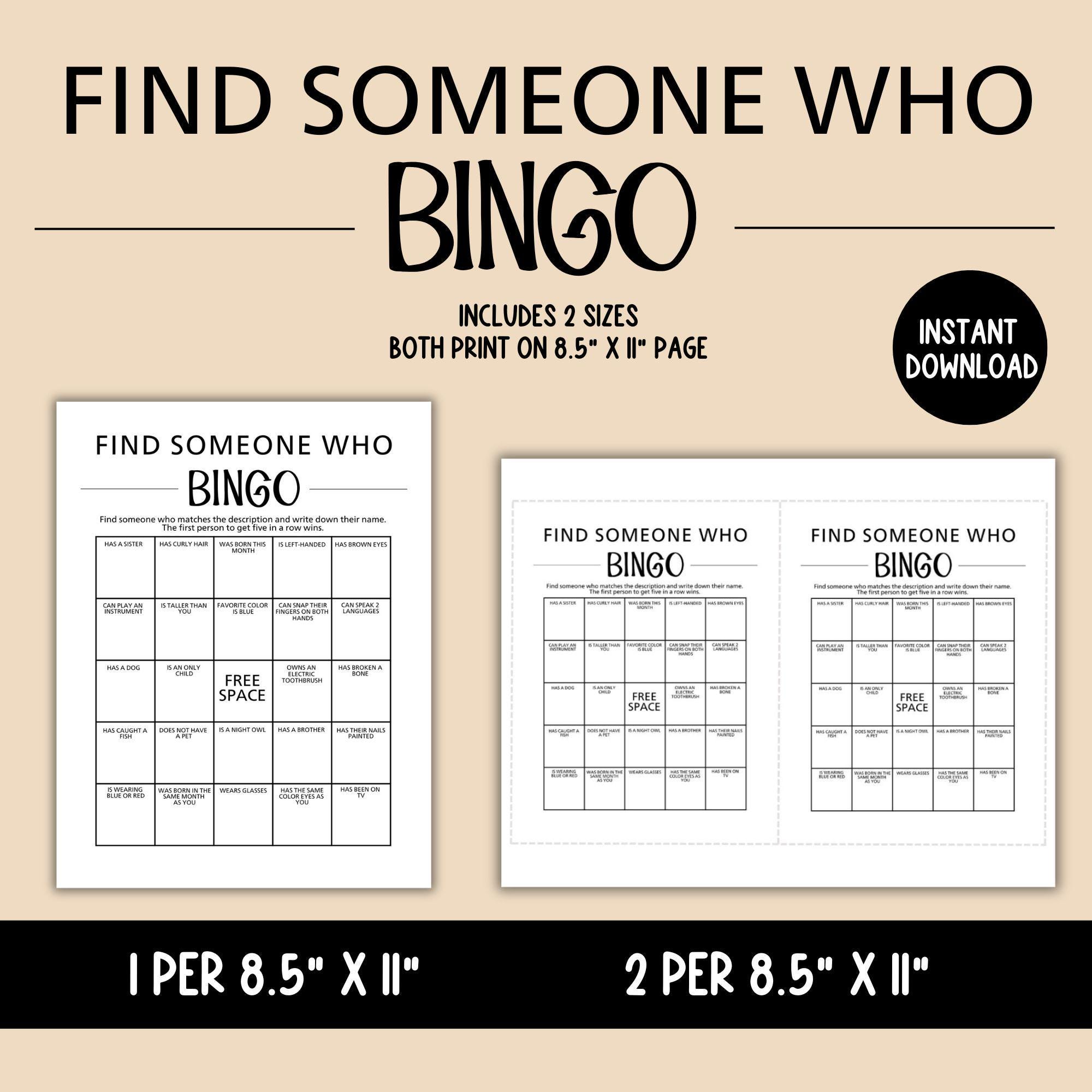Icebreaker Game, Printable Icebreaker Bingo Find Someone Who, Human ...
