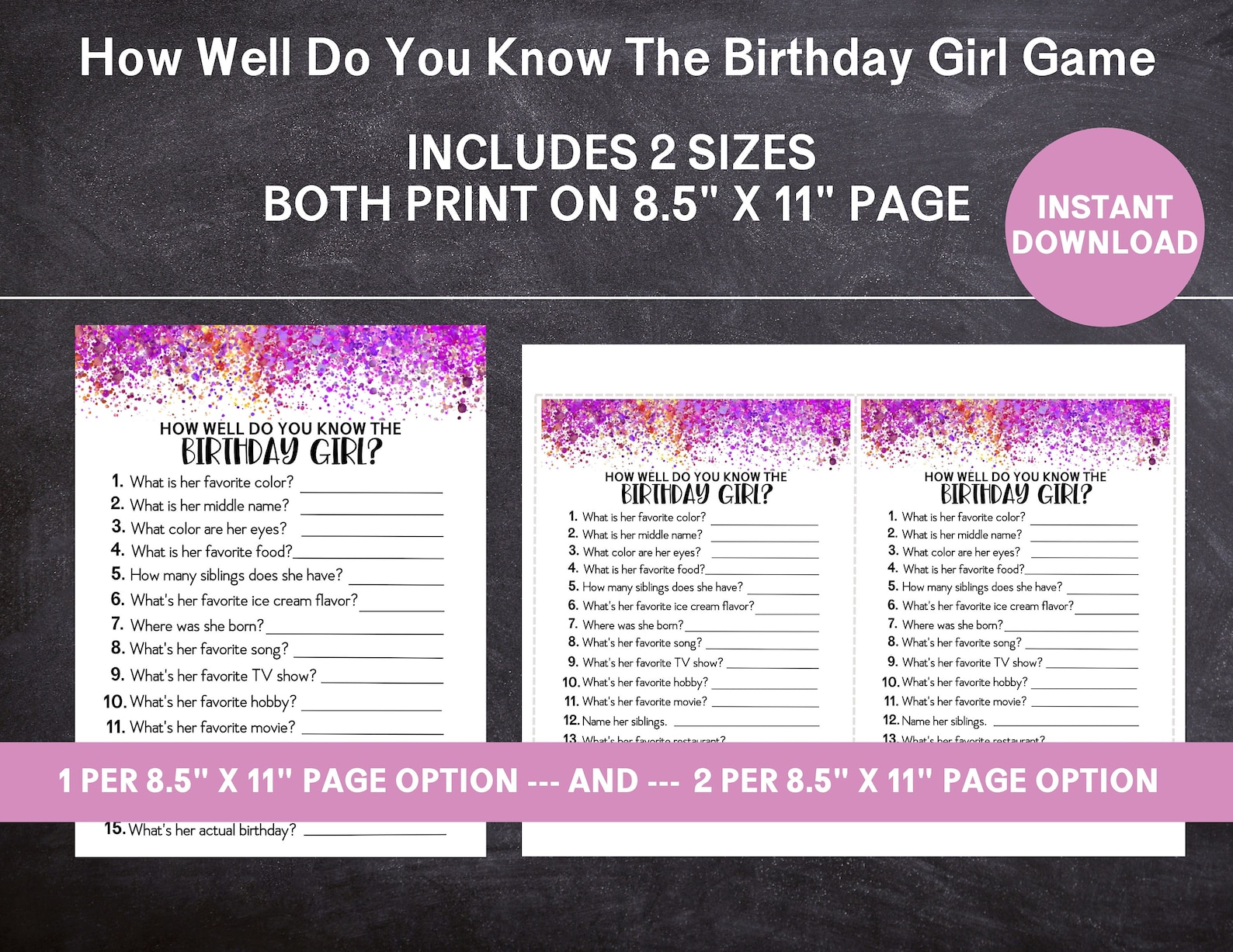 How Well Do You Know the Birthday Girl, Birthday Game for Girls ...
