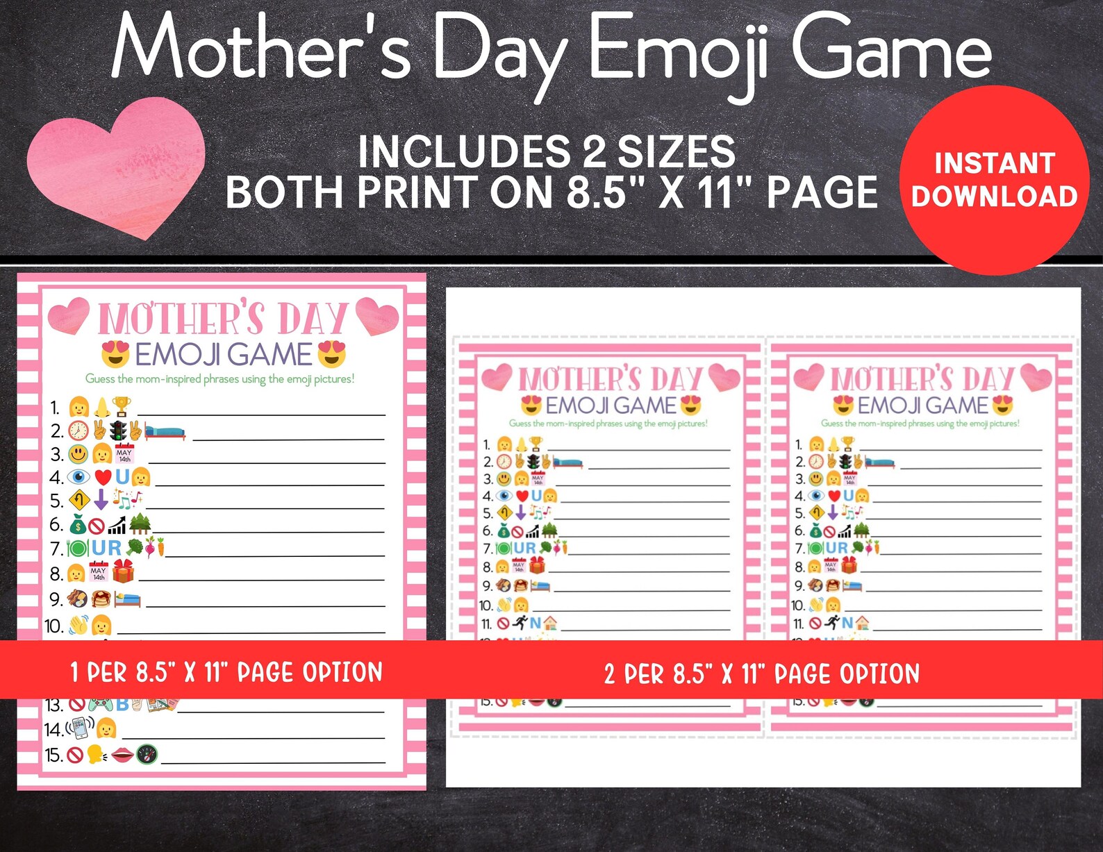 Mothers Day Game, Mothers Day Printable Game, Emoji Game for Mothers ...