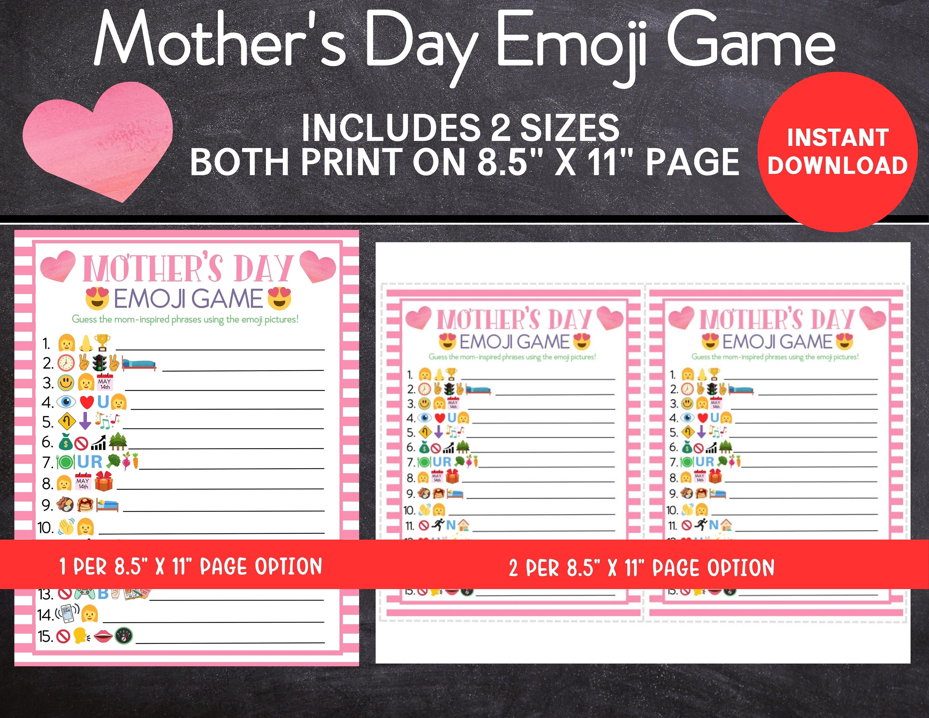 Mothers Day Game, Mothers Day Printable Game, Emoji Game for Mothers ...