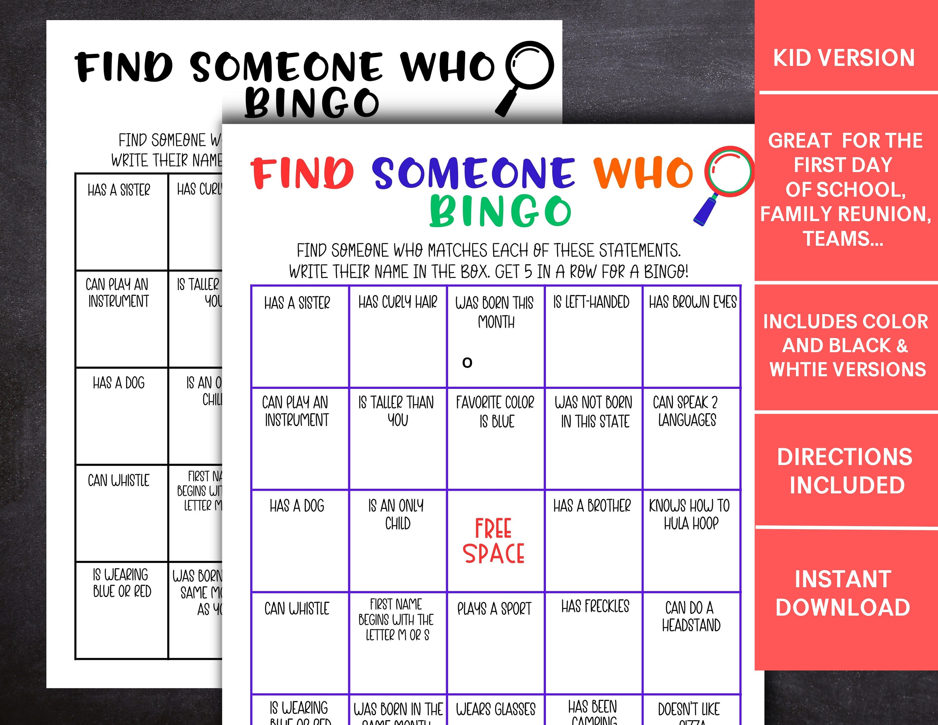 Kid Version Find Someone Who Bingo, Kid Icebreaker Game, Classroom Find ...