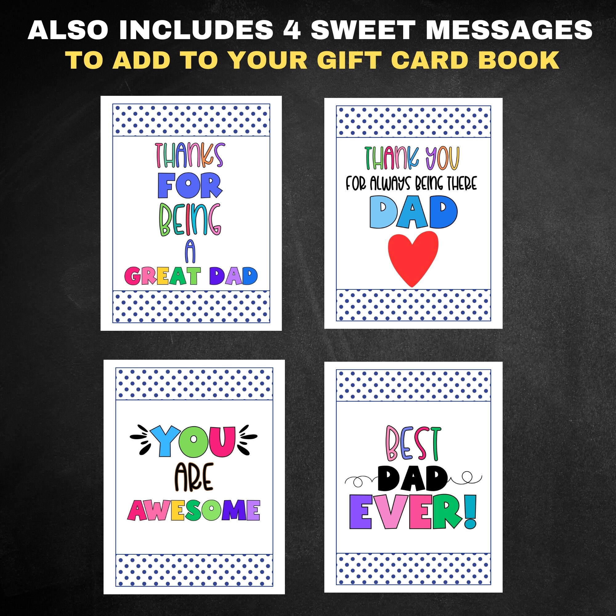 Printable Fathers Day Gift Card Book, Kids Gift for Dad, Fathers Day ...